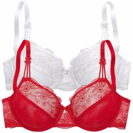 Nuance by Lascana Damen B&uuml;gel-BH, rot+wei&szlig;, Gr&ouml;&szlig;e 75E