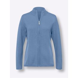 WITT Damen Strickjacke mit Stehkragen, pflegeleicht, bleu, Gr&ouml;&szlig;e 48