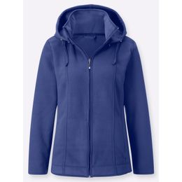sheego Gro&szlig;e Gr&ouml;&szlig;en Fleecejacke mit abnehmbarer Kapuze, royalblau, Gr&ouml;&szlig;e 50 - Damen