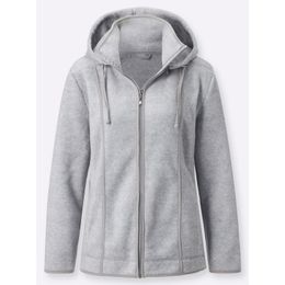 WITT Damen Fleecejacke mit abnehmbarer Kapuze, grau-meliert, Gr&ouml;&szlig;e 40