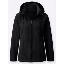 WITT Damen Fleecejacke mit abnehmbarer Kapuze, schwarz, Gr&ouml;&szlig;e 50