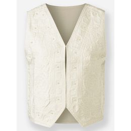 WITT Damen Jeansweste mit Zierperlen, ecru, Gr&ouml;&szlig;e 42