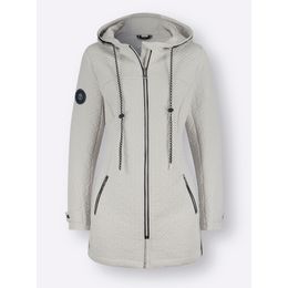 WITT Damen Shirtjacke in strukturierter Qualit&auml;t, kontrastfarbene Details, hellgrau, Gr&ouml;&szlig;e 42