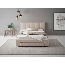 Polsterbett Inosign "CiTY/GiRON, Bettgestell mit Bettkasten, gepolstertes Stauraumbett", beige (hellbeige), B:170cm H:96cm L:220cm, Betten, mit Hundebett oder Stauraumschublade, Bezug Cord-oder Leinenoptik