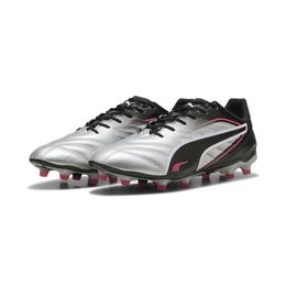 Puma Herren Fu&szlig;ballschuh "KING PRO FG/AG Fu&szlig;ballschuhe Erwachsene", Gr. 47silber schwarz sun struck wei&szlig; metallic pink, Obermaterial: Synthetik;