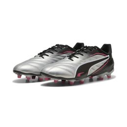 Fußballschuh Puma "KING PRO FG/AG Fußballschuhe Damen", Gr. 38,5, silber (silber schwarz sun struck weiß metallic pink), Obermaterial: Synthetik; Futter: Textil, Synthetik; Innensohle: Textil; Laufsohle: Synthetik, Schuhe