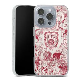 DeinDesign iPhone 16 Pro Handy Silikon H&uuml;lle Case transparent Handyh&uuml;lle Official Licensed Product Fcb 125 Jahre Fc Bayern M&uuml;nchen Silikon Case