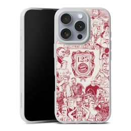 DeinDesign iPhone 16 Pro Handy Silikon H&uuml;lle Case wei&szlig; Handyh&uuml;lle Official Licensed Product Fcb 125 Jahre Fc Bayern M&uuml;nchen Silikon Case