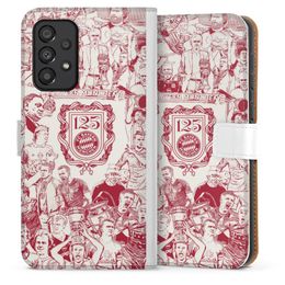 DeinDesign Galaxy A33 5G Handy Klapph&uuml;lle Handyh&uuml;lle aus Kunst Leder wei&szlig; Flip Case Fcb 125 Jahre Fc Bayern M&uuml;nchen Official Licensed Product Sideflip mit Lasche
