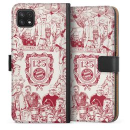 DeinDesign Galaxy A22 5G Handy Klapph&uuml;lle Handyh&uuml;lle aus Kunst Leder schwarz Flip Case Fcb 125 Jahre Fc Bayern M&uuml;nchen Official Licensed Product Sideflip mit 