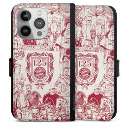 DeinDesign iPhone 14 Pro Handy Klapph&uuml;lle Handyh&uuml;lle aus Kunst Leder schwarz Flip Case Official Licensed Product Fcb 125 Jahre Fc Bayern M&uuml;nchen Sideflip mit 