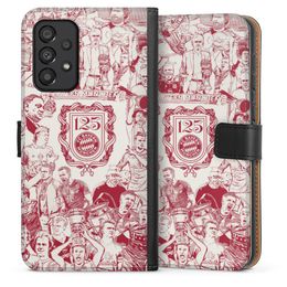 DeinDesign Galaxy A33 5G Handy Klapph&uuml;lle Handyh&uuml;lle aus Kunst Leder schwarz Flip Case Fcb 125 Jahre Fc Bayern M&uuml;nchen Official Licensed Product Sideflip mit 