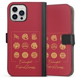 DeinDesign iPhone 13 Pro Max Handy Klapph&uuml;lle Handyh&uuml;lle aus Kunst Leder schwarz Flip Case Merchandise Fc Bayern M&uuml;nchen Fcb 125 Jahre Sideflip mit langer Lasche