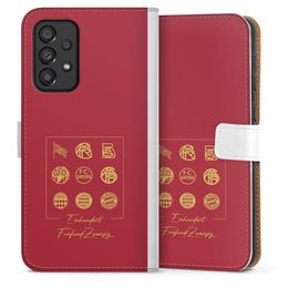 DeinDesign Galaxy A33 5G Handy Klapph&uuml;lle Handyh&uuml;lle aus Kunst Leder wei&szlig; Flip Case Fc Bayern M&uuml;nchen Merchandise Fcb 125 Jahre Sideflip mit Lasche