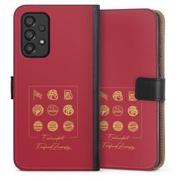 DeinDesign Galaxy A33 5G Handy Klapph&uuml;lle Handyh&uuml;lle aus Kunst Leder schwarz Flip Case Fc Bayern M&uuml;nchen Merchandise Fcb 125 Jahre Sideflip mit langer Lasche