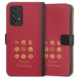 DeinDesign Galaxy A53 5G Handy Klapph&uuml;lle Handyh&uuml;lle aus Kunst Leder schwarz Flip Case Fc Bayern M&uuml;nchen Merchandise Fcb 125 Jahre Sideflip mit langer Lasche