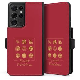 DeinDesign Galaxy S21 Ultra 5G Handy Klapph&uuml;lle Handyh&uuml;lle aus Kunst Leder schwarz Flip Case Merchandise Fc Bayern M&uuml;nchen Fcb 125 Jahre Sideflip mit Lasche
