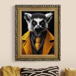 Gerahmtes Leinwandbild Lemur im Anzug