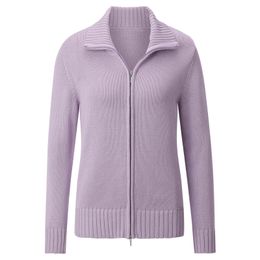 WITT Damen Strickjacke mit 2-Wege-Rei&szlig;verschluss, flieder, Gr&ouml;&szlig;e 40
