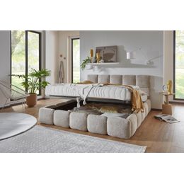 Polsterbett ""Jane" mit großen Stauraum", beige (creme), B:202cm H:99cm L:220cm, 100% PES, ATLANTIC HOME COLLECTION, Betten, luxurious gepolstertes Kopfteil und Rahmen, Bezug mit Bouclécharakter