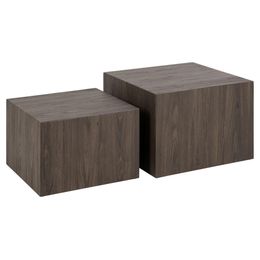 Couchtisch ACTONA GROUP "Dice", esche rauch, B:58cm H:40cm T:58cm, Tische, Couchtisch Eckige Couchtische, Couchtischsatz, Schwartz Ocean rau Papier, 2 stk, 58x58x40cm