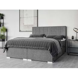 Polsterbett Places of Style "Ginoro mit Matratze und Topper, in 3 Breiten (140, 160 und 180 cm)", grau, B:162cm H:119cm L:209cm, 100% Polyester, Betten, Boxspringbett mit Kopfteil, Bettkasten, Matratze (BFK/TFK) und Topper