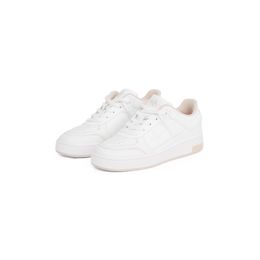 Sneaker Calvin Klein Jeans "BASKET CUPSOLE LOW MIX", Damen, Gr. 41, rosa (weiß, rosa), Leder, Lederimitat, Sportlich, Schuhe, Freizeitschuh, Halbschuh, Schnürschuh in sportiver Optik