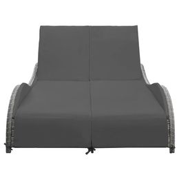 vidaXL Doppel-Sonnenliege mit Auflage Poly Rattan Anthrazit