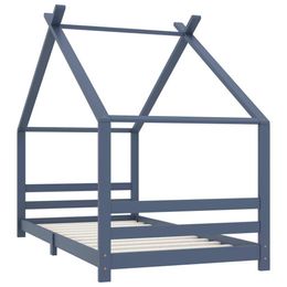 vidaXL Kinder-Bettgestell Grau Massivholz Kiefer 90x200 cm