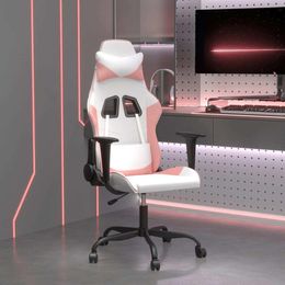 vidaXL Gaming-Stuhl Weiß und Rosa Kunstleder