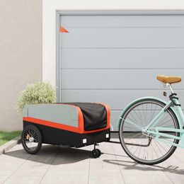 vidaXL Fahrradanhänger Schwarz und Orange 45 kg Eisen