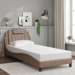 vidaXL Bettgestell "Viana" ohne Matratze Cappuccino-Braun 90x190 cm Kunstleder