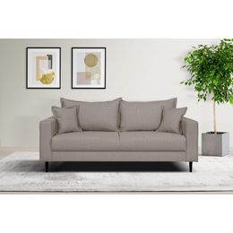 2-Sitzer Home Affaire "VEYRAS, hoher Sitzkomfort, Ma&szlig;e B/T/H: 162/84/76 cm", grau (taupe), B:162cm H:76cm T:84cm, 100% Polyester, Sofas, mit Wellenunterfederung, incl. R&uuml;ckenkissen und Zierkissen