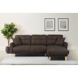 Ecksofa Home Affaire "TRIPLO optionale Schlafsofa mit Bettkasten, Ma&szlig;e B/T/H: 234/164/89 cm", braun, B:234cm H:89cm T:164cm, Sofas, Ecksofa, L-Form wahlweise mit Bettfunktion - Liegefl&auml;che 132x210 cm