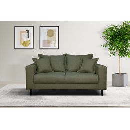 2-Sitzer Home Affaire "VEYRAS, hoher Sitzkomfort, Ma&szlig;e B/T/H: 162/84/76 cm", gr&uuml;n, B:162cm H:76cm T:84cm, 100% Polyester, Sofas, mit Wellenunterfederung, incl. R&uuml;ckenkissen und Zierkissen