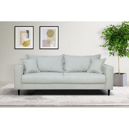 3-Sitzer Home Affaire "VEYRAS, hoher Sitzkomfort, Ma&szlig;e B/T/H: 212/84/76 cm", grau (silbergrau), B:212cm H:76cm T:84cm, 100% Polyester, Sofas, mit Wellenunterfederung, incl. R&uuml;ckenkissen und Zierkissen