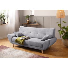 3-Sitzer Home Affaire "Basta", grau, B:205cm H:80cm T:82cm, (100% Polyester) Struktur fein (100% Polyester) Chenille, Sofas