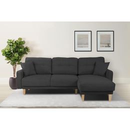 Ecksofa Home Affaire "TRIPLO optionale Schlafsofa mit Bettkasten, Ma&szlig;e B/T/H: 234/164/89 cm", grau (graphit), B:234cm H:89cm T:164cm, Sofas, Ecksofa, L-Form wahlweise mit Bettfunktion - Liegefl&auml;che 132x210 cm