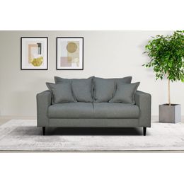 2-Sitzer Home Affaire "VEYRAS, hoher Sitzkomfort, Ma&szlig;e B/T/H: 162/84/76 cm", grau, B:162cm H:76cm T:84cm, 100% Polyester, Sofas, mit Wellenunterfederung, incl. R&uuml;ckenkissen und Zierkissen