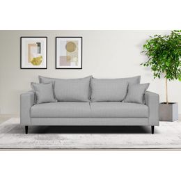 3-Sitzer Home Affaire "VEYRAS, hoher Sitzkomfort, Ma&szlig;e B/T/H: 212/84/76 cm", grau (hellgrau), B:212cm H:76cm T:84cm, 100% Polyester, Sofas, mit Wellenunterfederung, incl. R&uuml;ckenkissen und Zierkissen