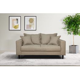 2-Sitzer Home Affaire "VEYRAS, hoher Sitzkomfort, Ma&szlig;e B/T/H: 162/84/76 cm", grau (taupe), B:162cm H:76cm T:84cm, 100% Polyester, Sofas, mit Wellenunterfederung, incl. R&uuml;ckenkissen und Zierkissen