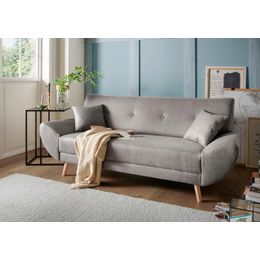 3-Sitzer Home Affaire "Basta", grau, B:205cm H:80cm T:82cm, (100% Polyester) Struktur fein (100% Polyester) Chenille, Sofas