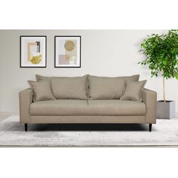 3-Sitzer Home Affaire "VEYRAS, hoher Sitzkomfort, Ma&szlig;e B/T/H: 212/84/76 cm", grau (taupe), B:212cm H:76cm T:84cm, 100% Polyester, Sofas, mit Wellenunterfederung, incl. R&uuml;ckenkissen und Zierkissen