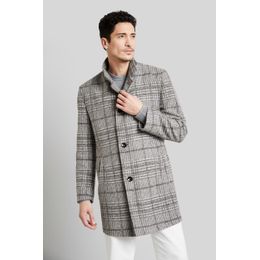 Wollmantel Bugatti, Herren, Gr. 52, grau (hellgrau), 49% Polyester, 21% Polyacryl, 18% Wolle, 12% Baumwolle, kariert, casual, slim fit, normaler Saum, Mäntel, im Karodesign