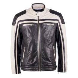 Lederjacke JCC "3102170", Herren, Gr. 48, beige (schwarz beige), Obermaterial: 100% Leder, Lamm / Lining 50% Polyester / 50% Baumwolle / Ärmelfutter: 100% Polyester, Jacken