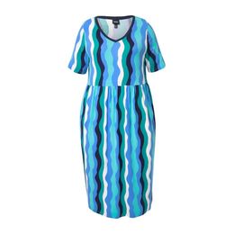 Ulla Popken Kleid Damen Gr&ouml;&szlig;e 46/48 marine / royalblau / mint / wei&szlig; Winterkleid