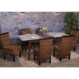 MCW Esszimmerstuhl Acireale, Korbgeflecht (6er-Set) dunkel, ohne Kissen