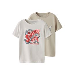 name it T-Shirt 'NKMVux' Jungen Gr&ouml;&szlig;e 146 beige / navy / dunkelrot / wei&szlig;