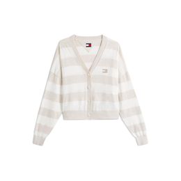 Tommy Jeans Strickjacke Damen Gr&ouml;&szlig;e L beige / wei&szlig;
