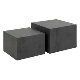 Couchtisch Actona GROUP "Dice", schwartz ocean rau, B:58cm H:40cm T:58cm, Tische, Couchtisch Eckige Couchtische, Couchtischsatz, Schwartz Ocean rau Papier, 2 stk, 58x58x40cm